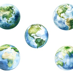 Watercolor Earth Clipart, 10 PNG Earth Day Clip Art, Commercial Use ...