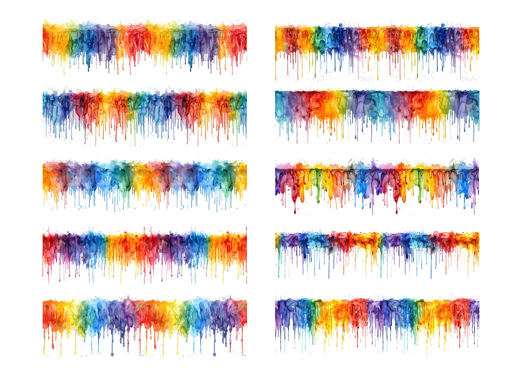 Watercolor Rainbow Drips Clipart, 20 PNG Rainbow Drips Clip Art ...