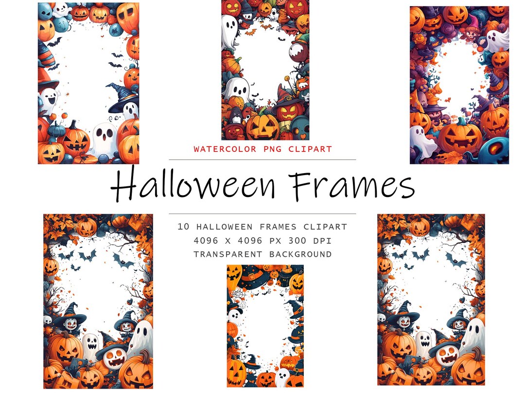 Halloween Frames and Borders Clipart, 10 PNG Halloween Frames Clip Art ...