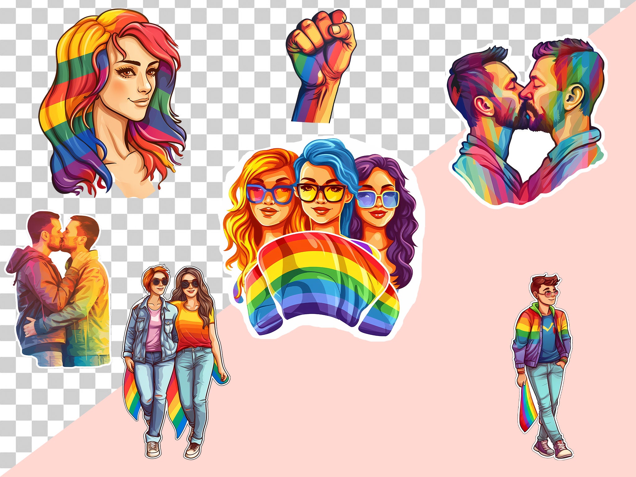 LGBTQ Pride Clipart, Watercolor Rainbow Flag, Pride Day Parade, Lgbt ...