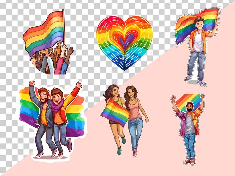 LGBTQ Pride Clipart, Watercolor Rainbow Flag, Pride Day Parade, Lgbt ...