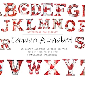 Watercolor Canada Alphabet, Letters Png, Alphabet Png, Instant Download ...
