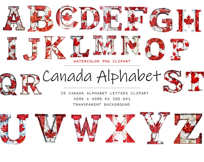 Watercolor Canada Day Clipart, 30 PNG Canada Day Clip Art, Commercial ...