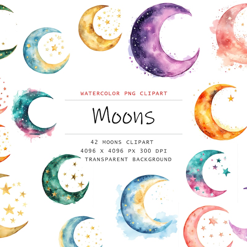 Moon Watercolor - Etsy