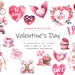 Watercolor Cute Valentines Clipart, 37 PNG Valentines Day Clipart ...