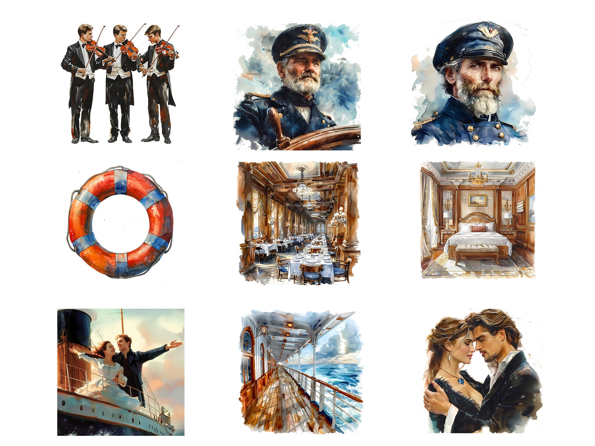 Watercolor Titanic Clipart, 21 PNG Titanic Clip Art, Commercial Use ...
