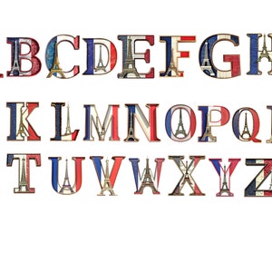 France Alphabet Clipart, 26 PNG France Clip Art, Watercolor France ...