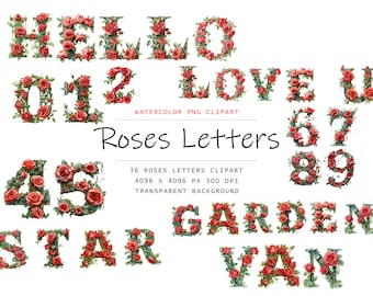 Red Roses Alphabet Clipart , Alphabet, Transparent Background, High ...