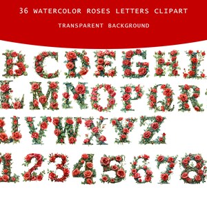 Red Roses Alphabet Clipart , Alphabet, Transparent Background, High ...