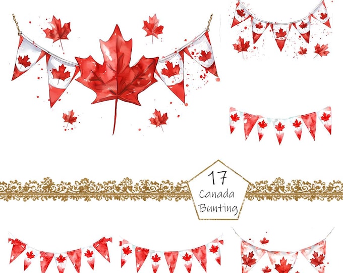Watercolor Canada Day Clipart, 30 PNG Canada Day Clip Art, Commercial ...