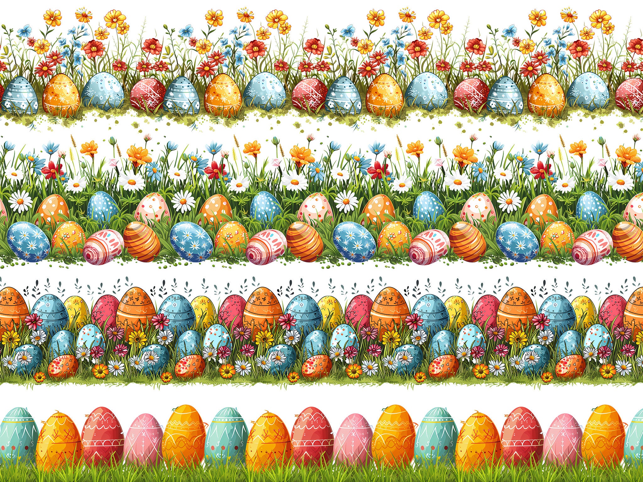 Watercolor Easter Eggs Borders Clipart, 25 PNG Easter Eggs Borders Clip ...