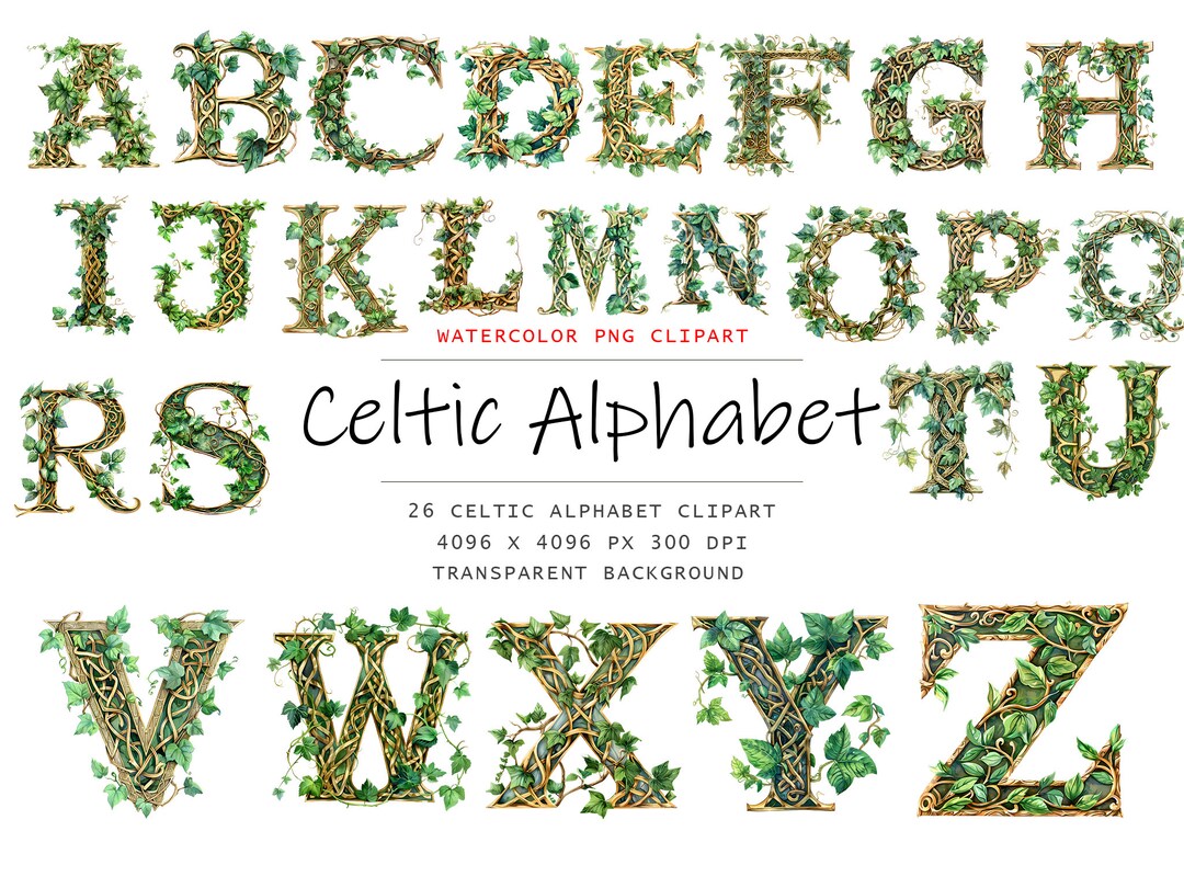 Celtic Alphabet Clipart, Letters Png, Alphabet Png, Instant Download ...