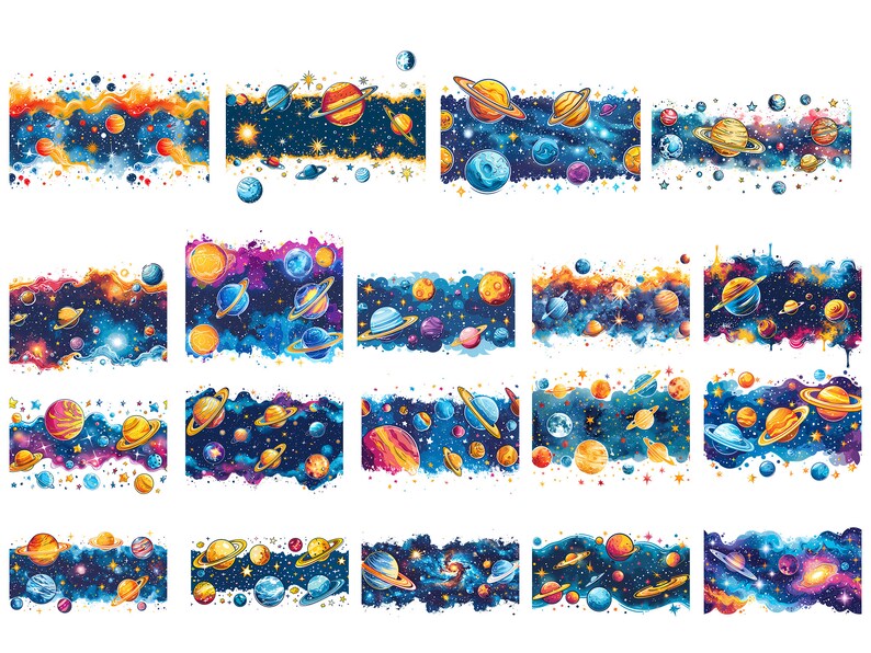 Watercolor Galaxy Borders Clipart, 30 PNG Galaxy Borders Clip Art ...