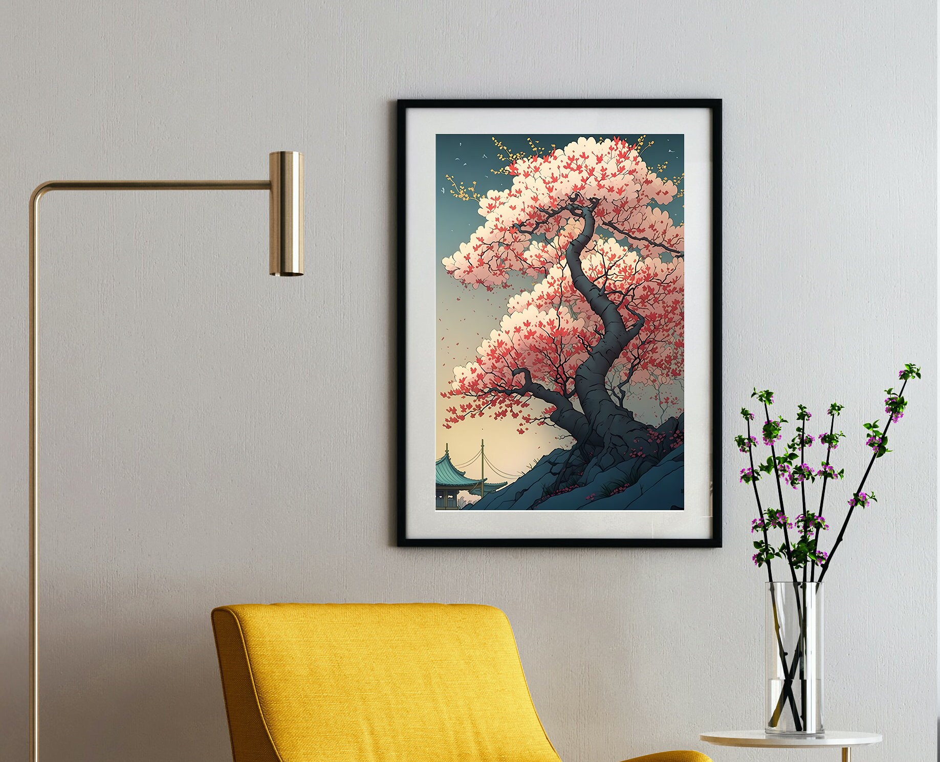 Sakura Tree Wall Art, Cherry Blossom Printable Wall Art, Flower Poster ...