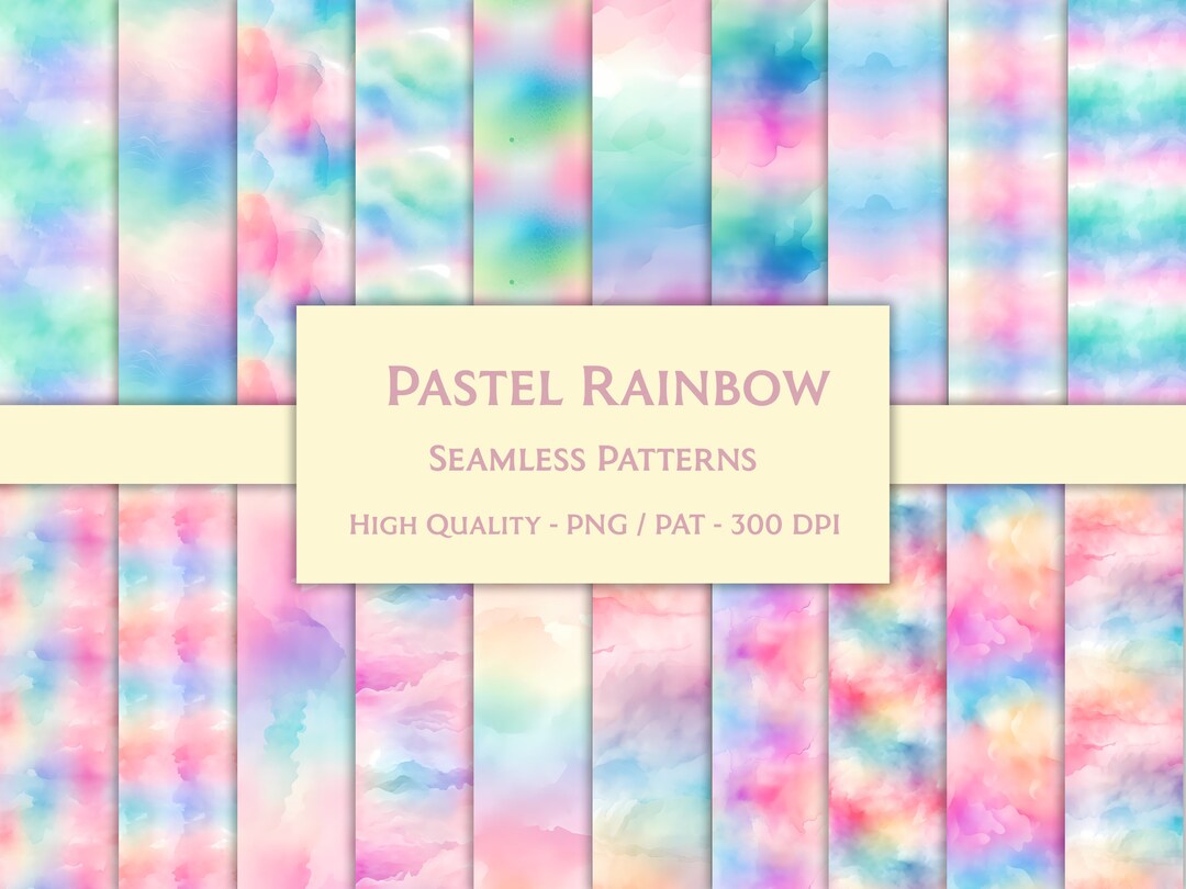 Pastel Rainbow Watercolor Digital Paper - Seamless Watercolor Textures ...