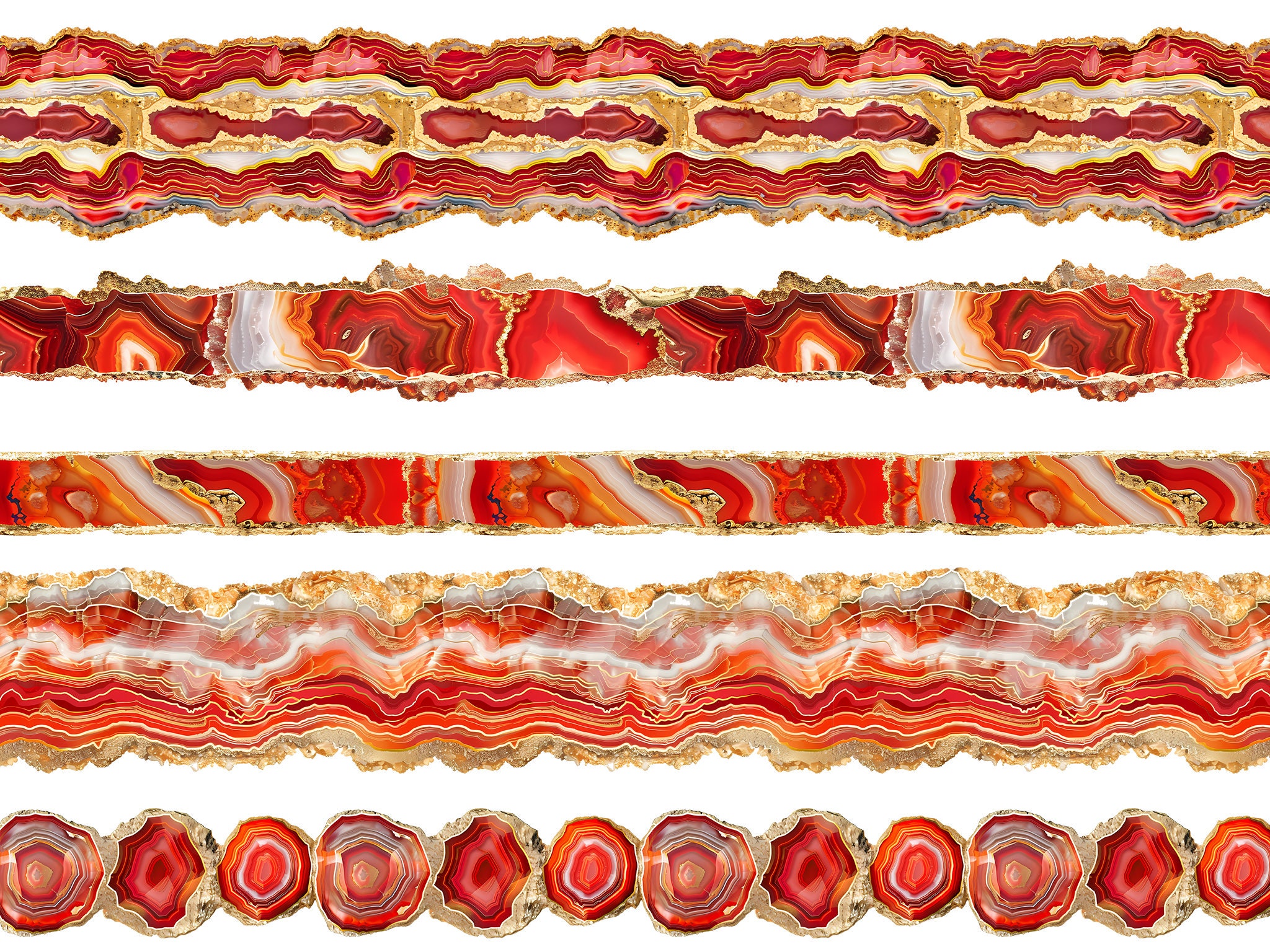 Red and Gold Agate Borders Clipart, 35 PNG Red and Gold Agate Borders ...