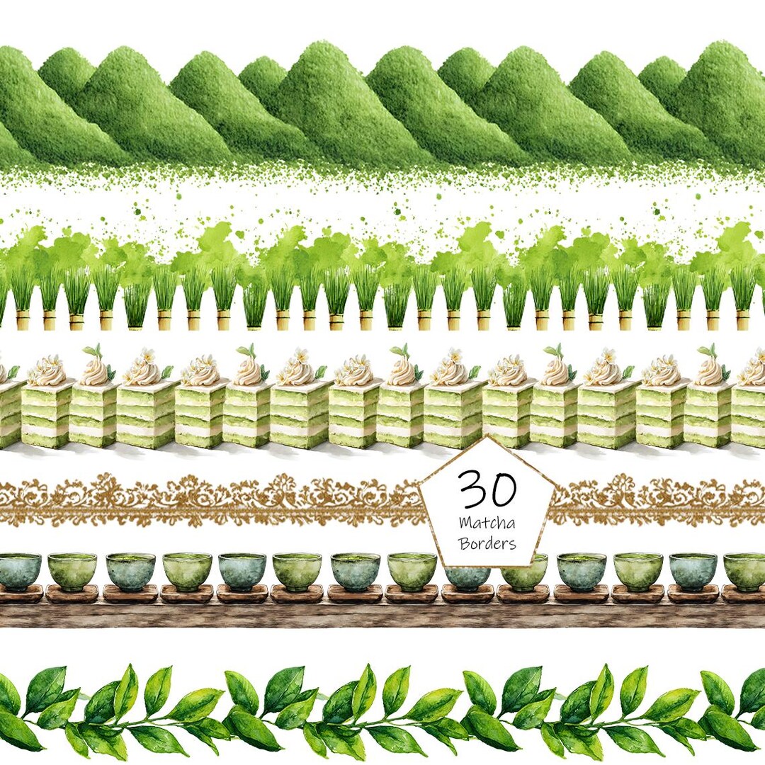 Matcha Borders Clipart, 30 PNG Matcha Clip Art, Matcha Sticker Png ...