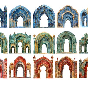 Watercolor Moroccan Arches Clipart, 30 PNG Moroccan Arches Clip Art ...