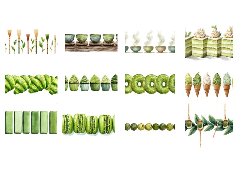 Matcha Borders Clipart, 30 PNG Matcha Clip Art, Matcha Sticker Png ...