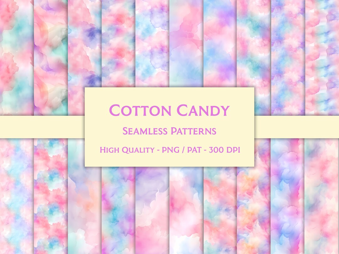 Cotton Candy Digital Paper - Seamless Rainbow Pastel Textures Instant ...