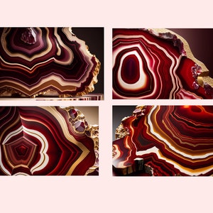 Red and Gold Agate Cliparts, Red Agate Borders Clipart, Geode PNG ...
