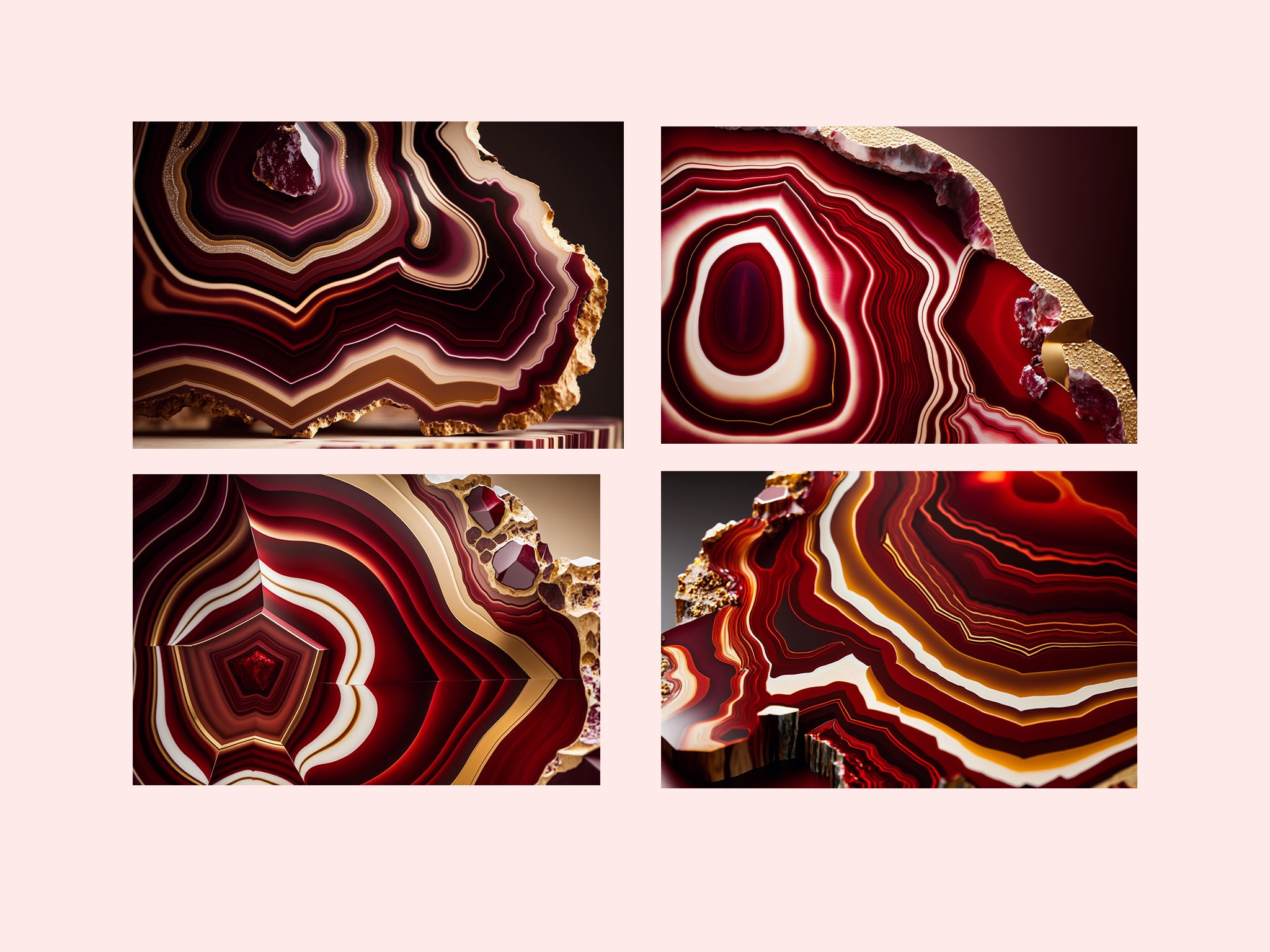 Red and Gold Agate Cliparts, Red Agate Borders Clipart, Geode PNG ...