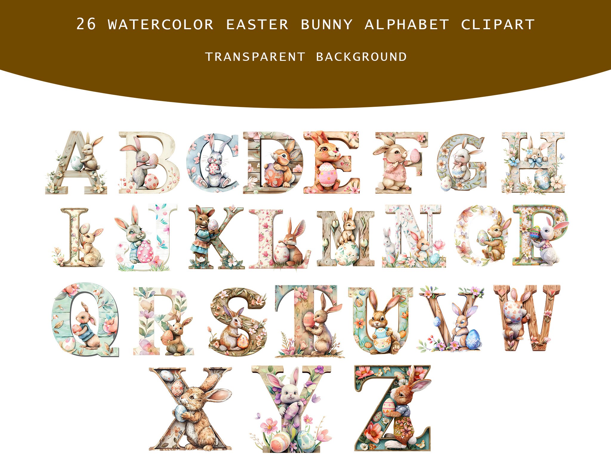 Easter Bunny Alphabet, Letters Png, Alphabet Png, Instant Download for ...