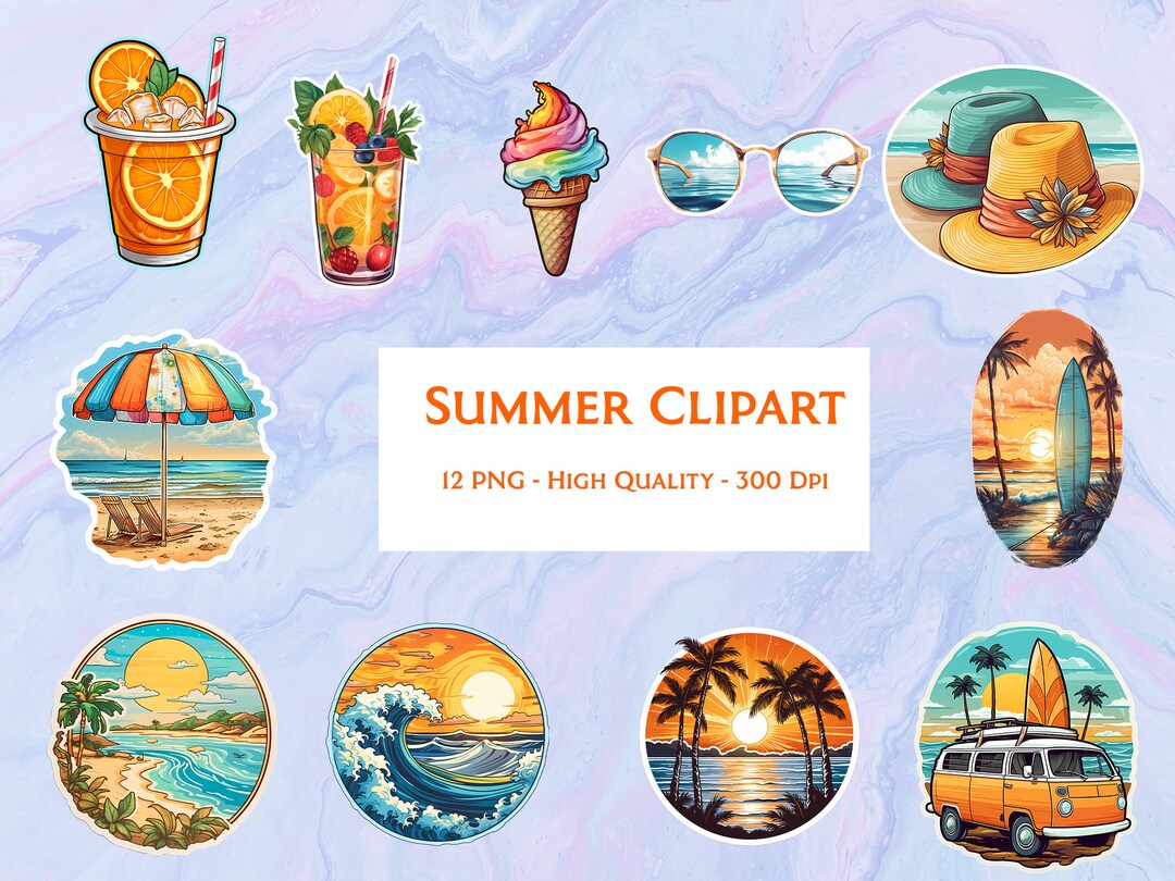 Summer Clipart, Summer Beach Clipart, Travel Clip Art, Sea and Beach ...