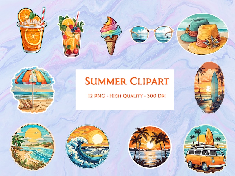 Summer Clipart Summer Beach Clipart Travel Clip Art Sea and - Etsy