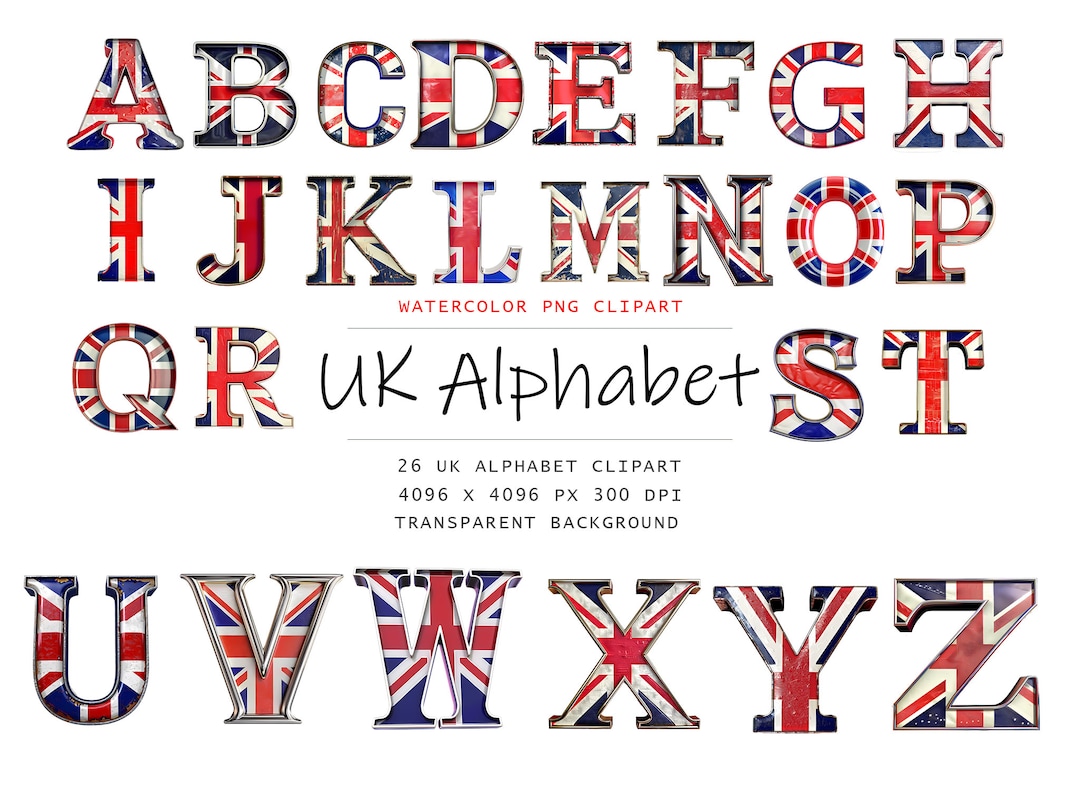 Great Britain Alphabet, Letters Png, Alphabet Png, Instant Download for ...