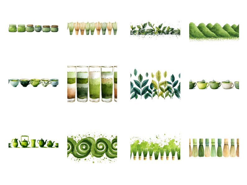 Matcha Borders Clipart, 30 PNG Matcha Clip Art, Matcha Sticker Png ...
