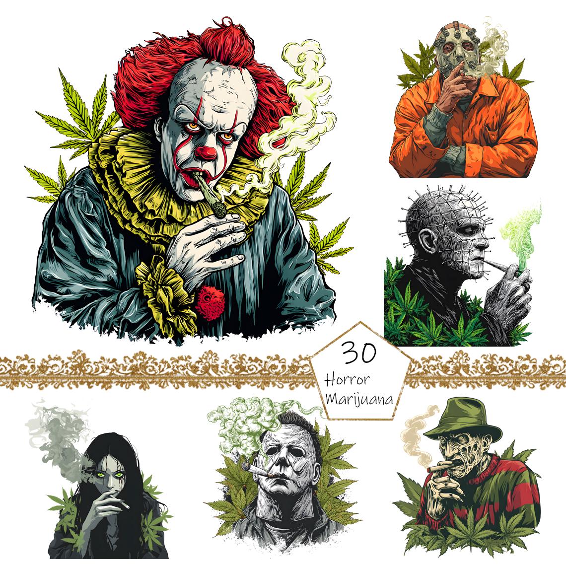 Horror Halloween Cannabis Clipart, 30 PNG Marijuana Clipart, Cannabis ...