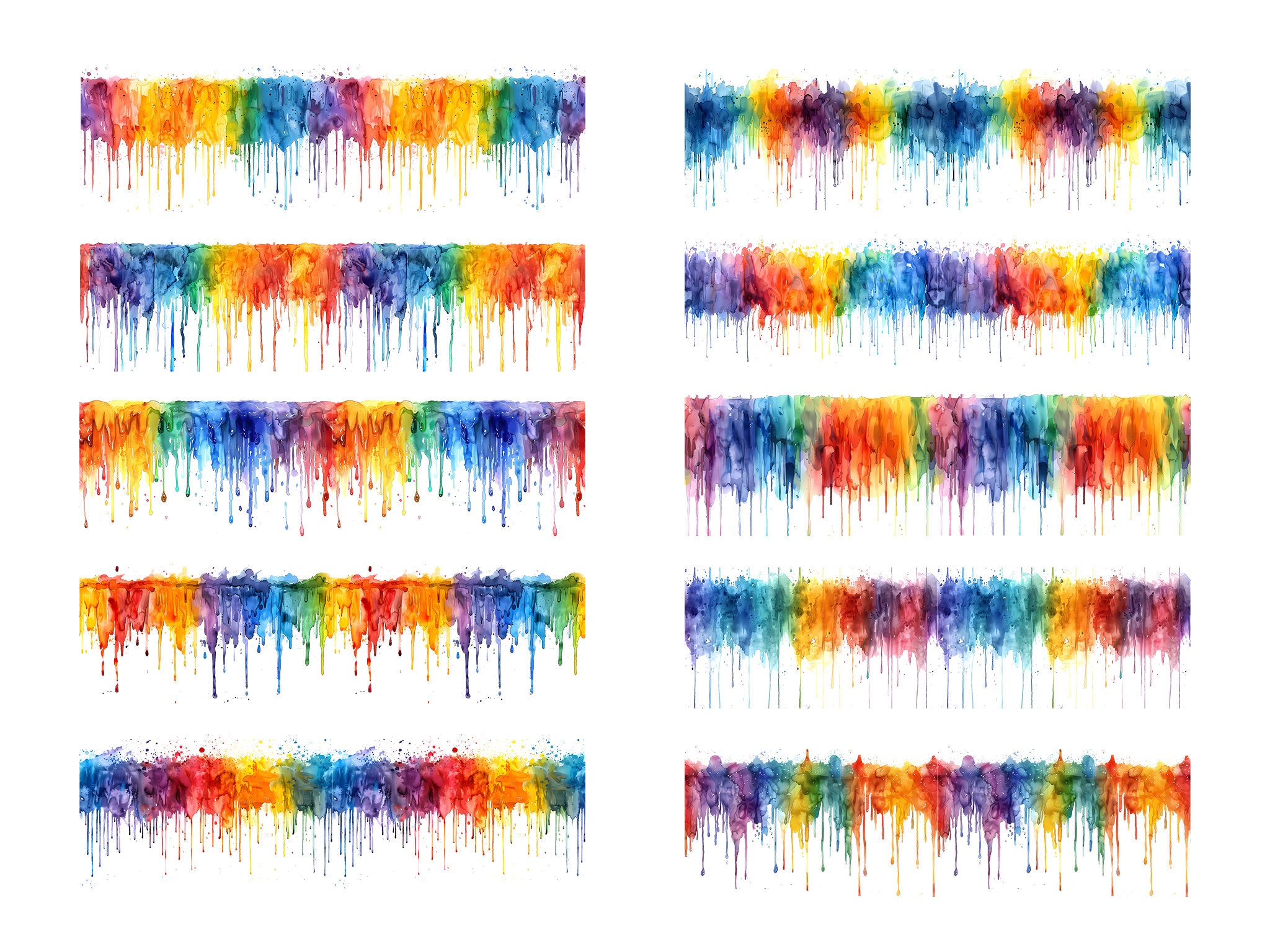 Watercolor Rainbow Drips Clipart, 20 PNG Rainbow Drips Clip Art ...