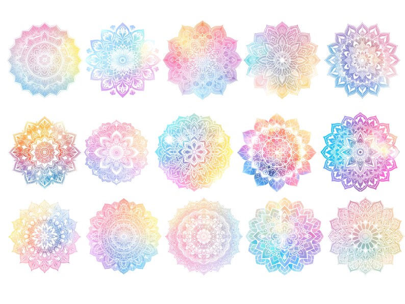 Watercolor Pastel Mandala Clipart, 30 PNG Pastel Mandala Clip Art ...
