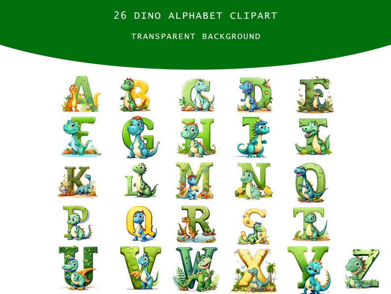 Dino Alphabet, Dino Letter, Dino Font Png, Instant Download for ...