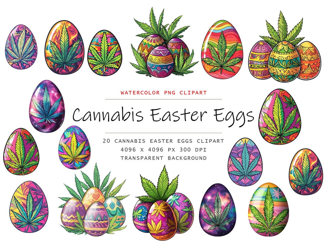 Easter Eggs Cannabis Clipart, 20 PNG Marijuana Clipart, Easter Clipart ...