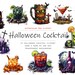 Watercolor Halloween Cocktail Clipart, 15 PNG Halloween Clip Art, Drink ...