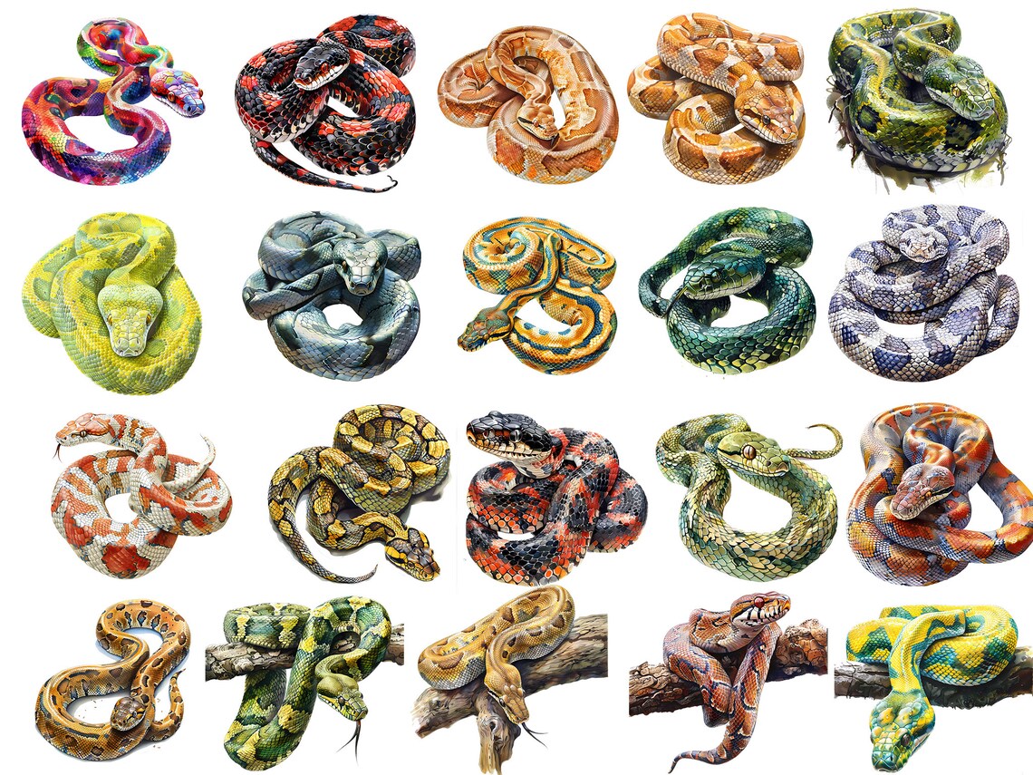 Watercolor Snakes Clipart, 20 PNG Snakes Clip Art, Snakes Clipart ...