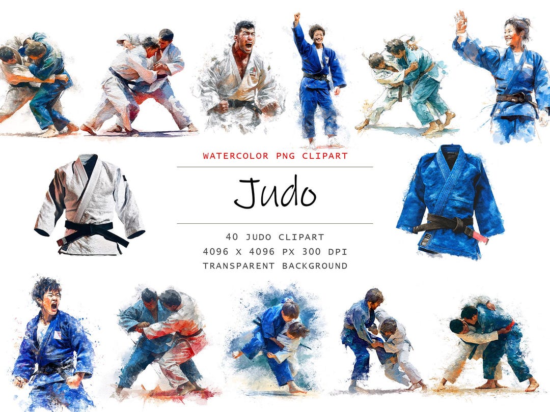 Watercolor Judo Clipart, 40 PNG Judo Clip Art, Bjj Clipart, Martial ...