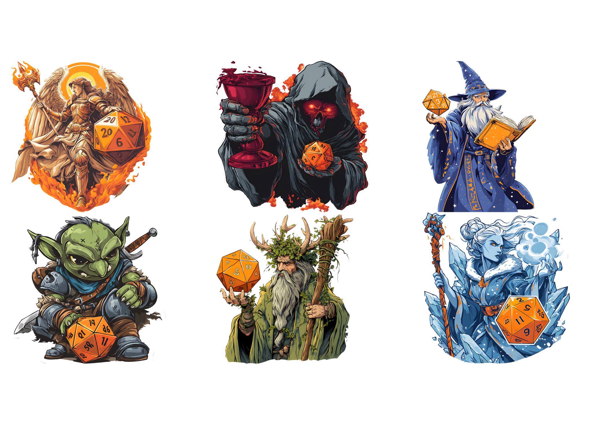 DND Dice Clipart, 30 PNG Dnd Characters Clip Art, Commercial Use, Dnd ...