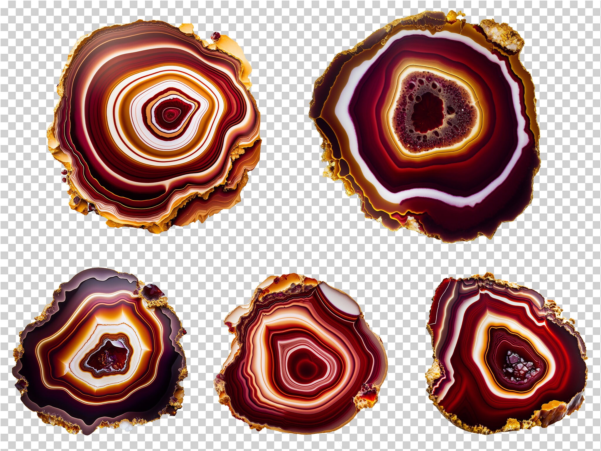 Red and Gold Agate Cliparts, Red Agate Borders Clipart, Geode PNG ...