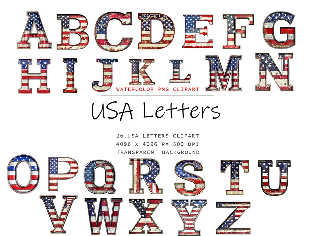 USA Alphabet, Letters Png, Alphabet Png, Instant Download for ...