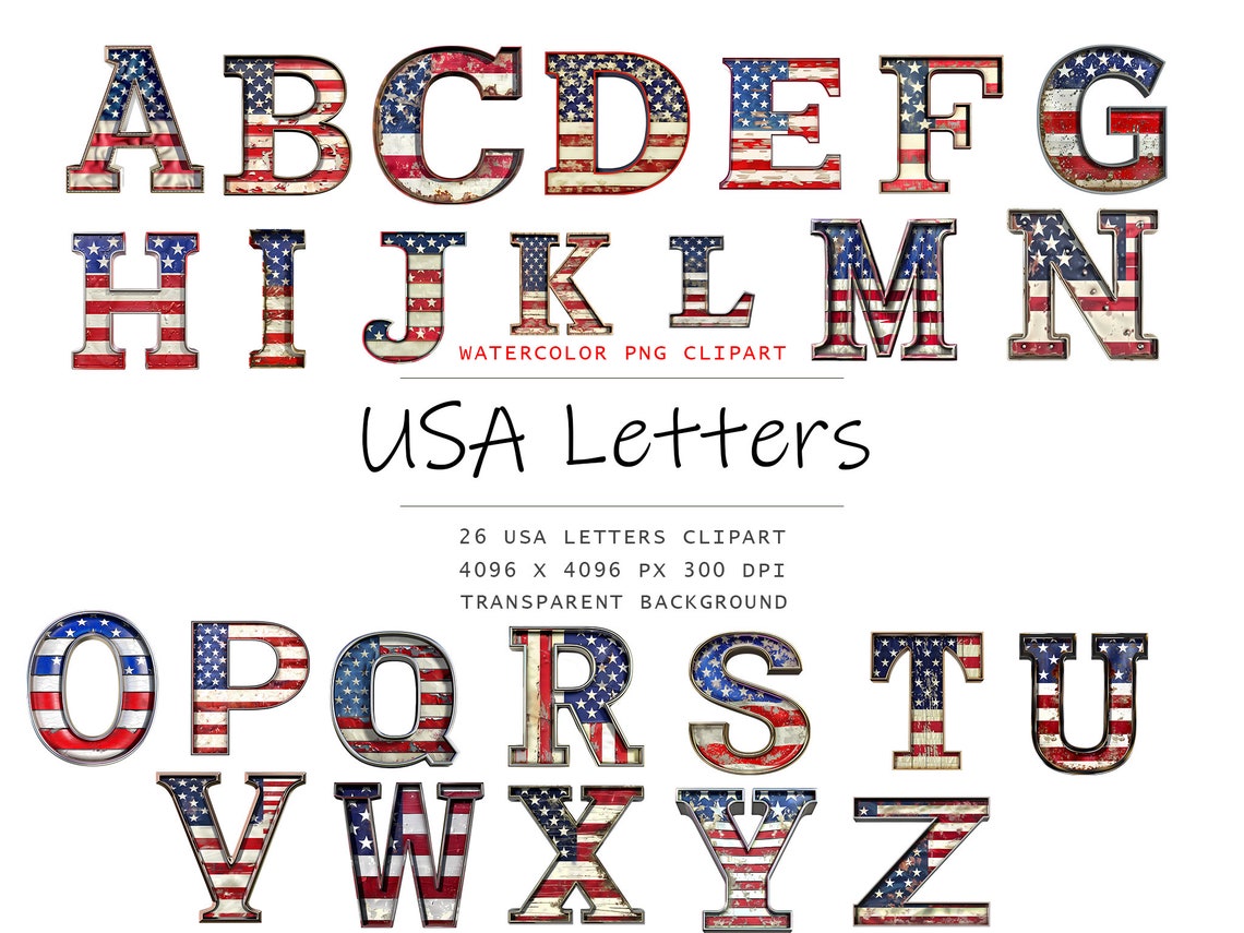 USA Alphabet, Letters Png, Alphabet Png, Instant Download for ...