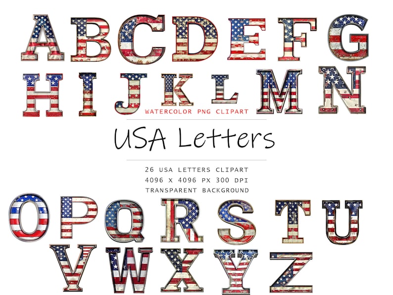 USA Alphabet, Letters Png, Alphabet Png, Instant Download for ...