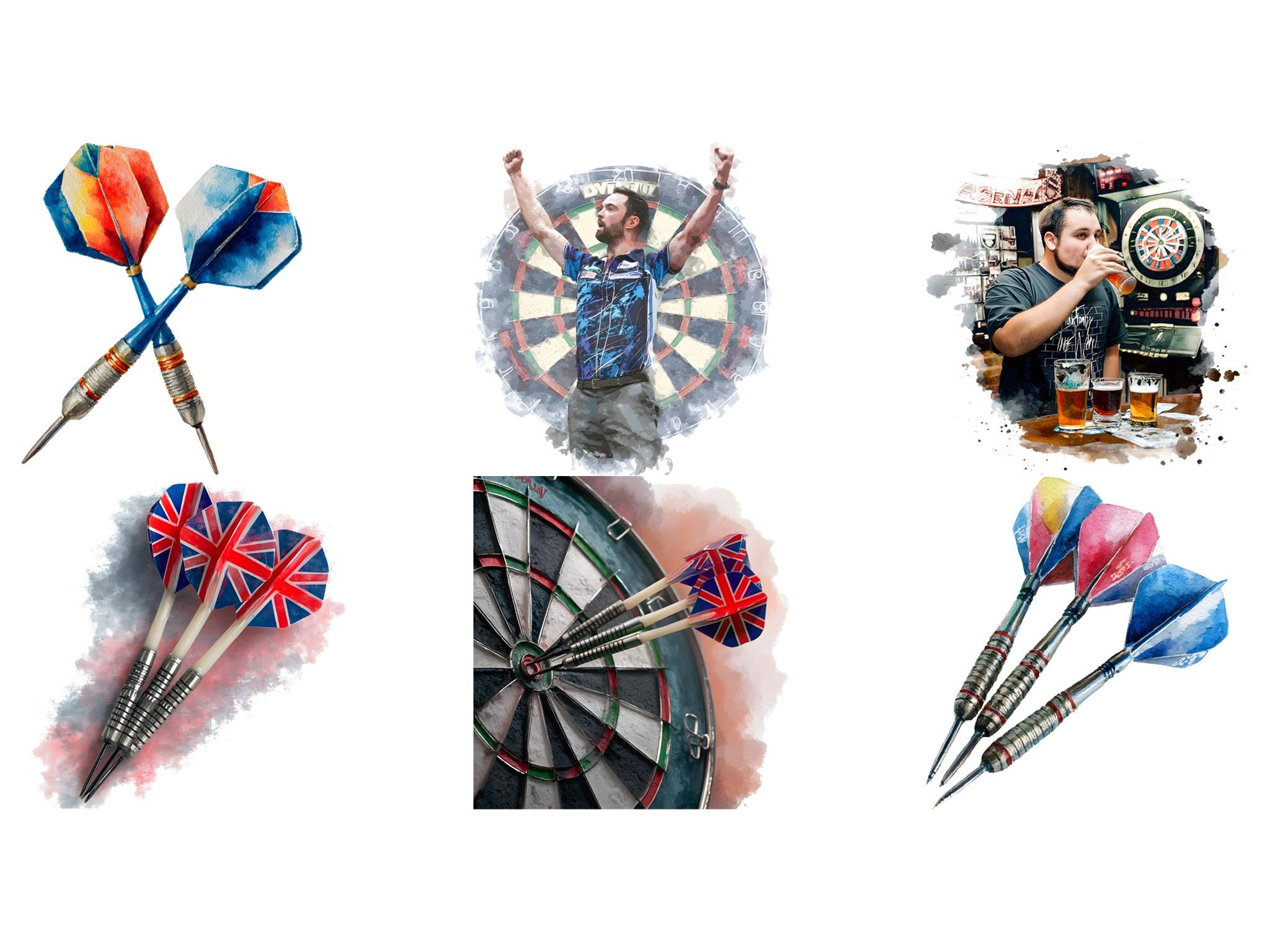 Watercolor Darts Clipart, 30 PNG Darts Clip Art, Commercial Use, Dart ...