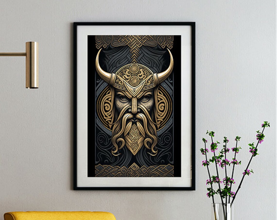 Viking God Print, Norse Mythology Art Print,home Wall Art, Digital ...