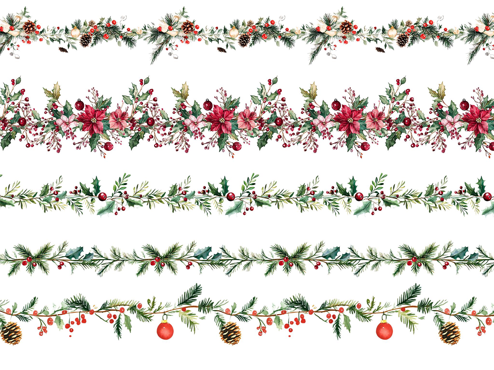 Watercolor Christmas Borders Clipart, 22 PNG Christmas Clip Art ...