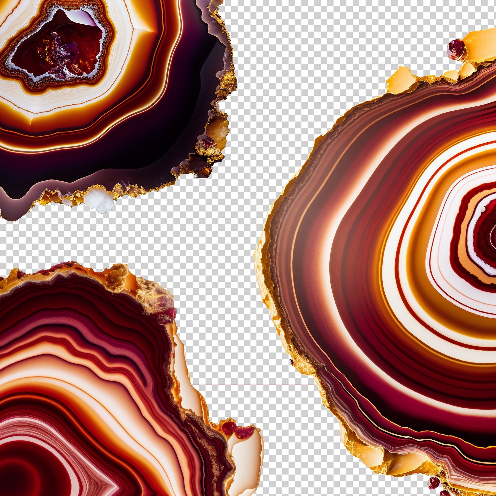 Red and Gold Agate Cliparts, Red Agate Borders Clipart, Geode PNG ...
