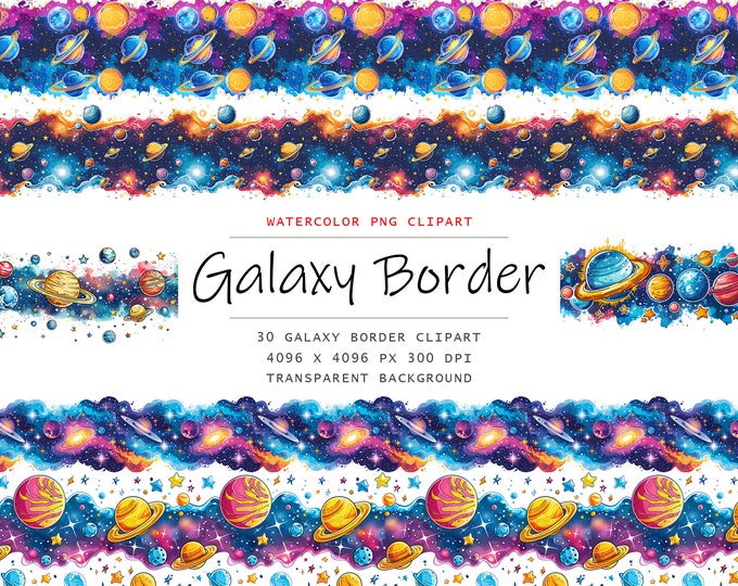 Watercolor Galaxy Borders Clipart, 30 PNG Galaxy Borders Clip Art ...