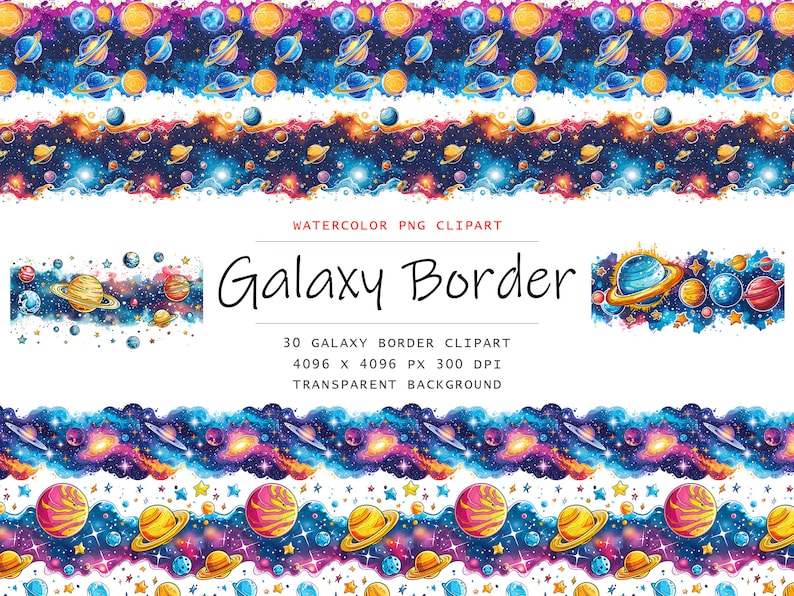 Watercolor Galaxy Borders Clipart, 30 PNG Galaxy Borders Clip Art ...